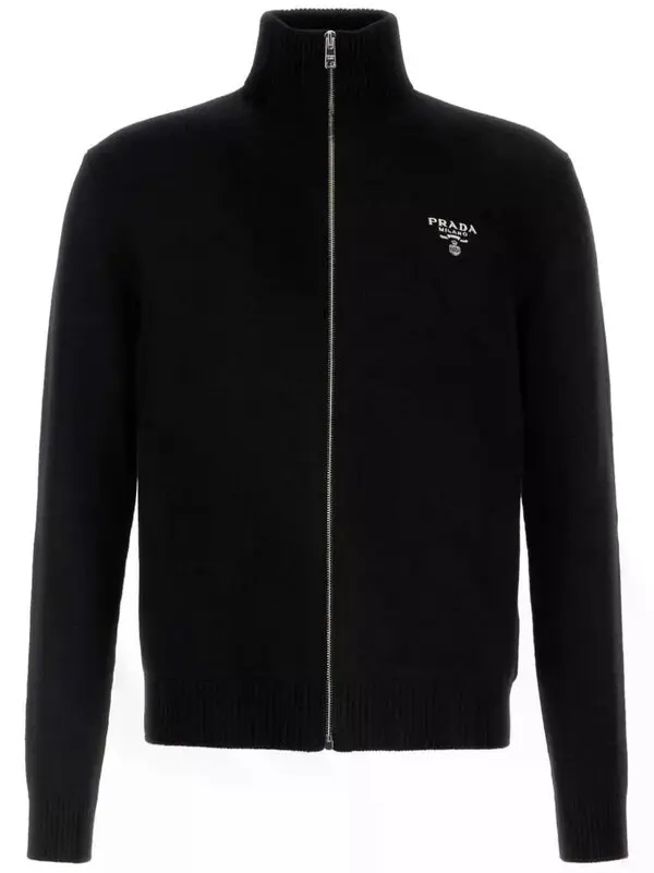 Prada Logo-embroidered Zip-up Sweatshirt