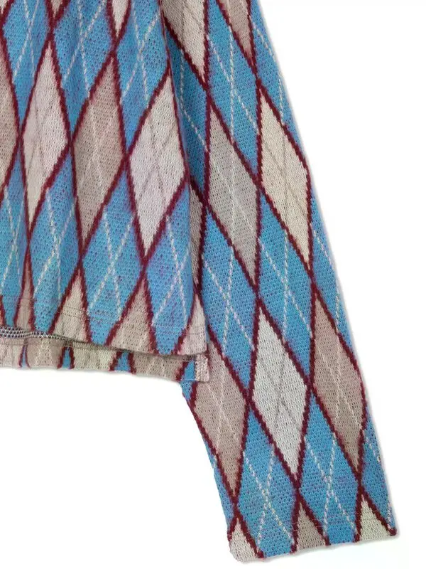 STUDIO TOMBOY Argyle-pattern Polo Top - Blue