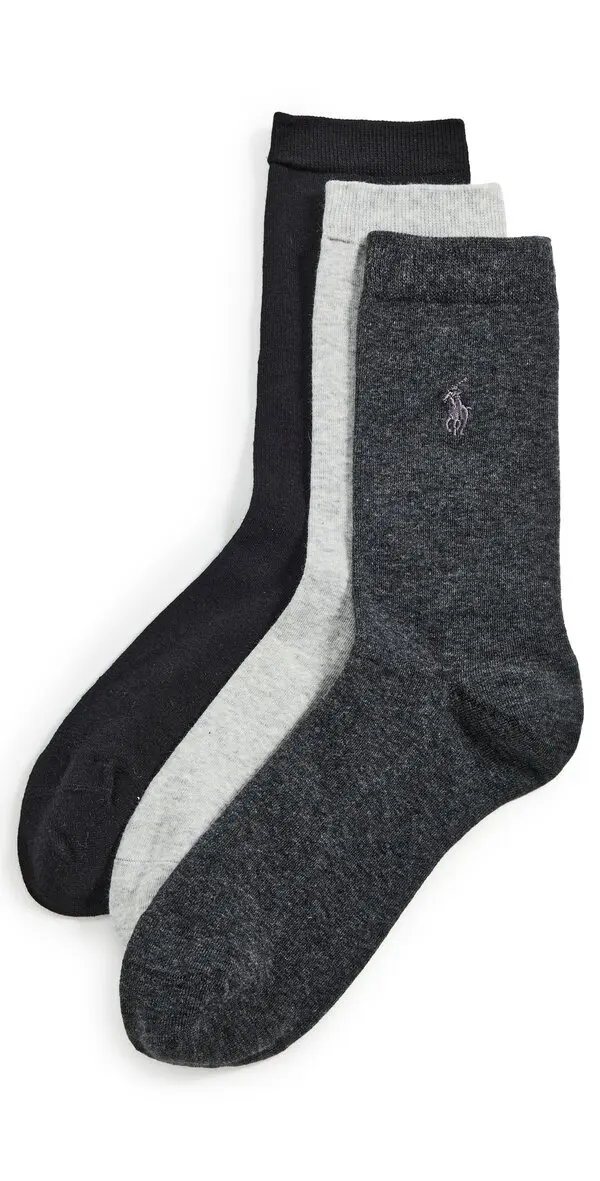 Ralph Lauren Classic Flat Knit Socks 3-pack - Charcoal Heather Assorted