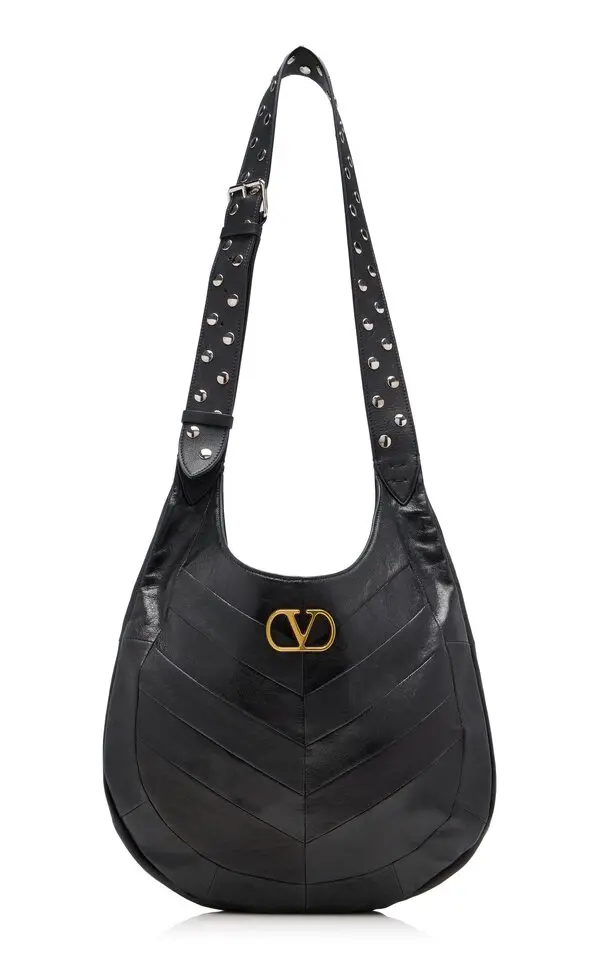 Valentino Garavani Vlogo Nappa Leather Hobo Bag - Black