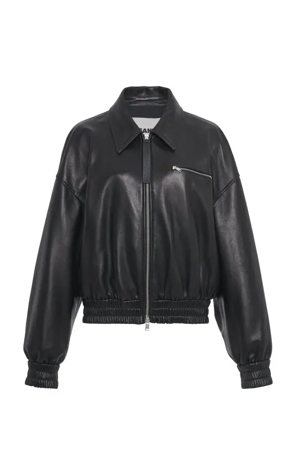 JIL SANDER Blouson Leather Jacket - Black