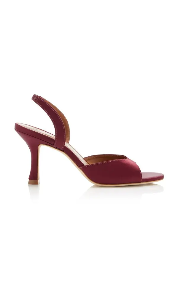 Staud Brigitte Satin Slingback Sandals - Red