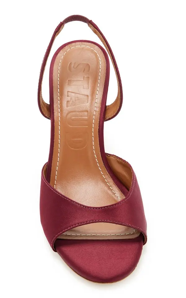 Staud Brigitte Satin Slingback Sandals - Red