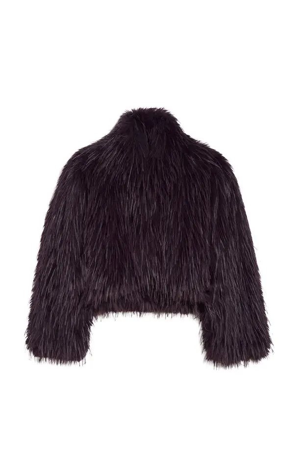 Apparis Ginette Cropped Faux Fur Jacket - Black