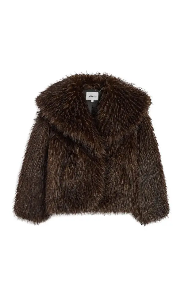 Apparis Yara Faux Fur Short Coat - Brown
