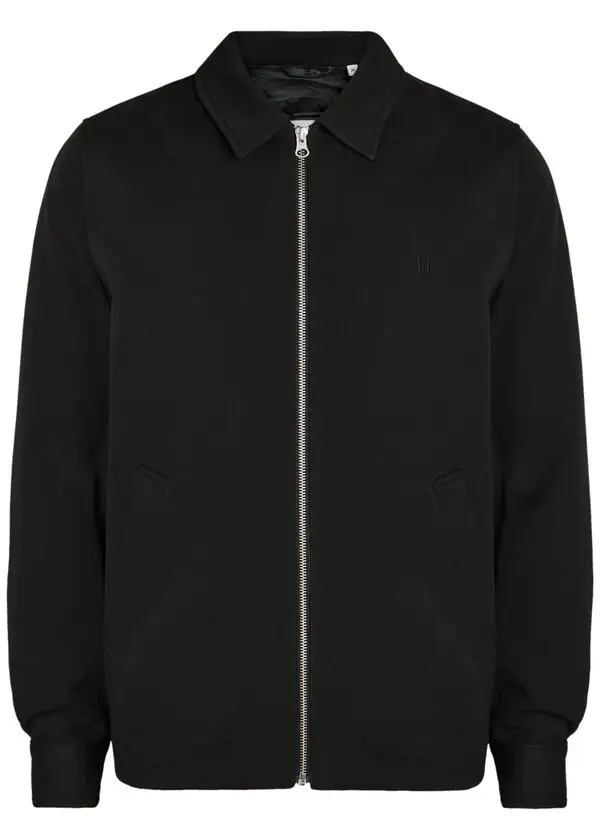 LES DEUX Logo-embroidered Twill Jacket - Black