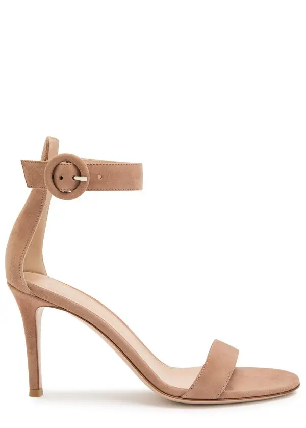GIANVITO ROSSI Portofino 85 Suede Sandals - Nude
