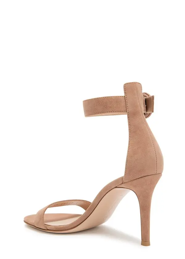 GIANVITO ROSSI Portofino 85 Suede Sandals - Nude
