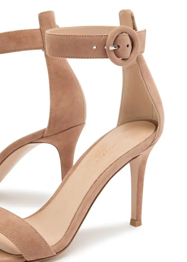 GIANVITO ROSSI Portofino 85 Suede Sandals - Nude
