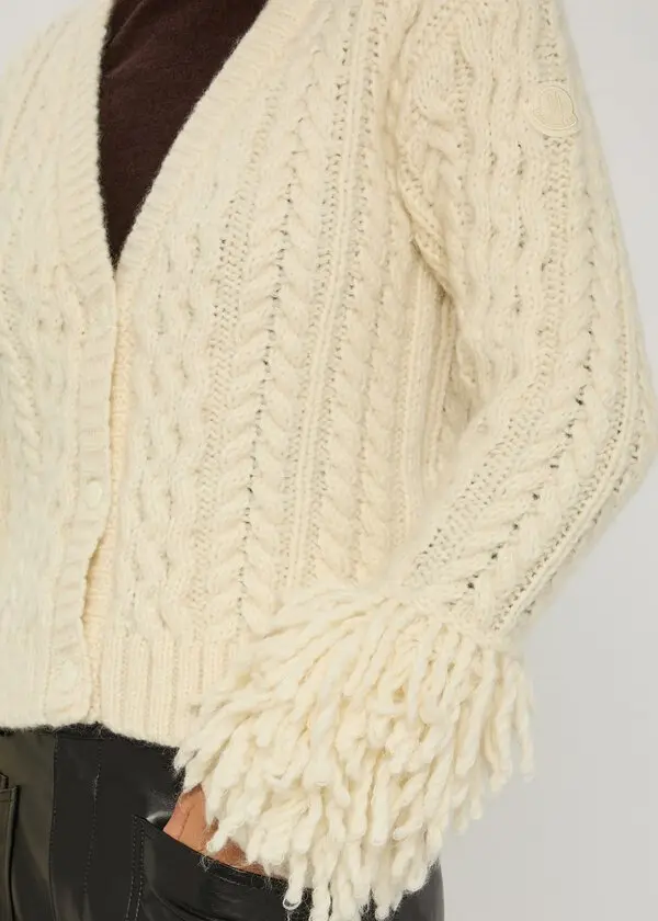 Moncler Wool-blend Cardigan With Fringed Details
