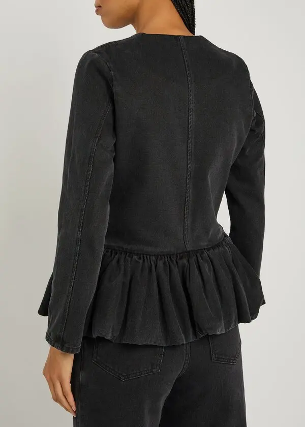 LIBEROWE Peplum Denim Jacket - Black