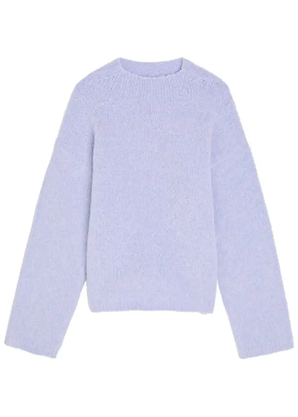 FORTE_FORTE Mock-neck Brushed Wool-blend Jumper - Lilac