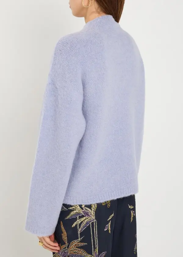 FORTE_FORTE Mock-neck Brushed Wool-blend Jumper - Lilac