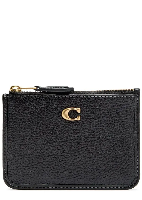 COACH® Logo Polished Leather Id Case - Black