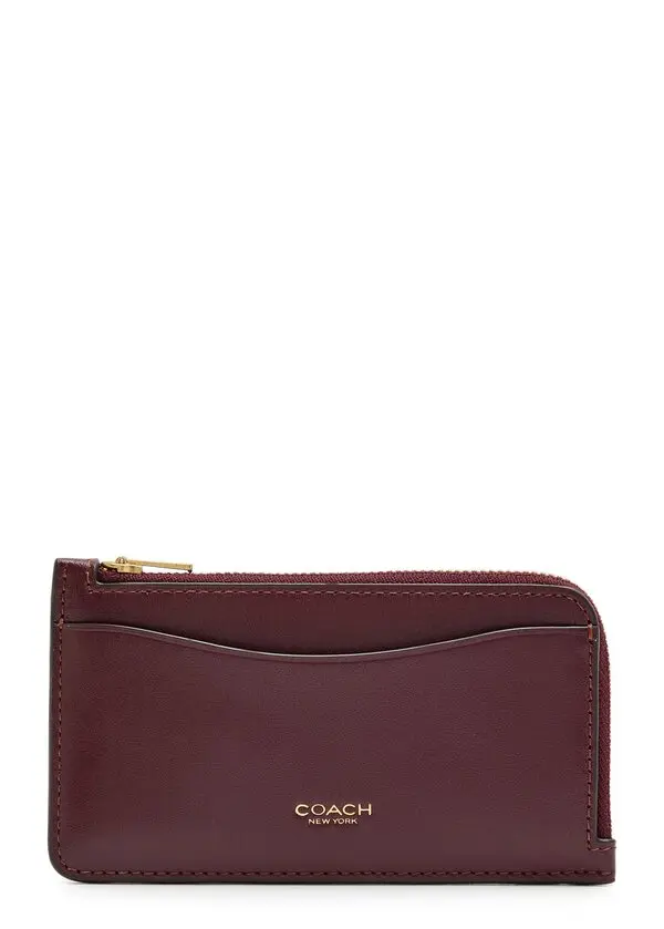 COACH® New York Colour-block Leather Cardholder - Burgundy