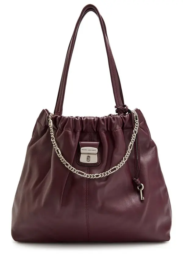 Marc Jacobs Leather Tote Bag With Chain Embellishment - Plum