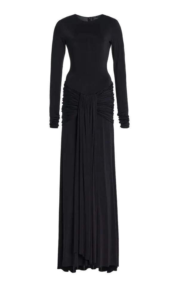 SEV Knotted Knit-jersey Maxi Gown - Black