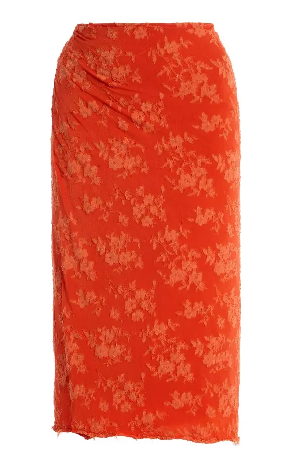 SIR. Blanca Floral Jacquard Midi Wrap Skirt - Orange