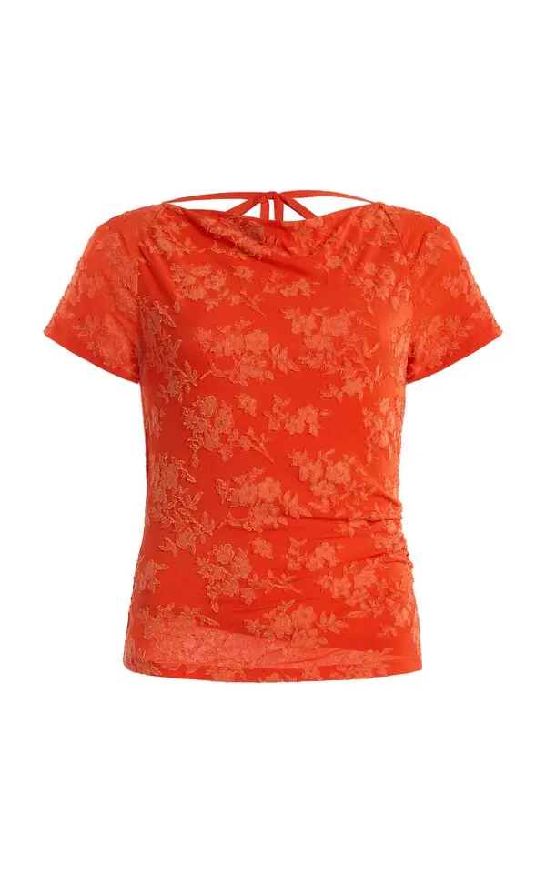 SIR. Floral Jacquard Blanca Top - Orange