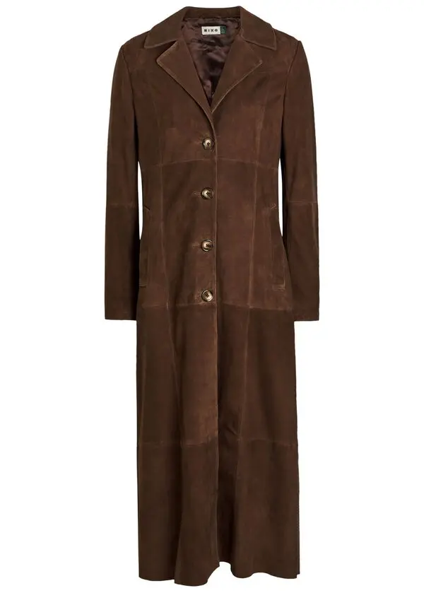 Rixo Astrea Suede Coat - Brown