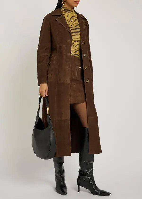 Rixo Astrea Suede Coat - Brown