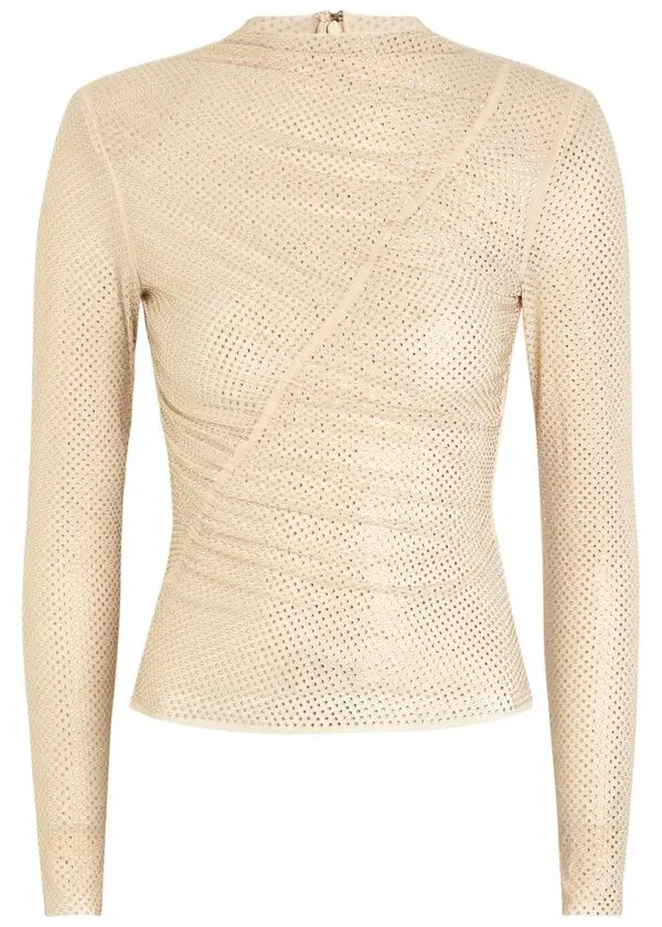SELF-PORTRAIT Crystal-embellished Mesh Top