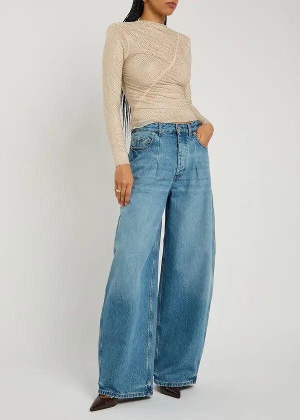 SELF-PORTRAIT Crystal-embellished Mesh Top
