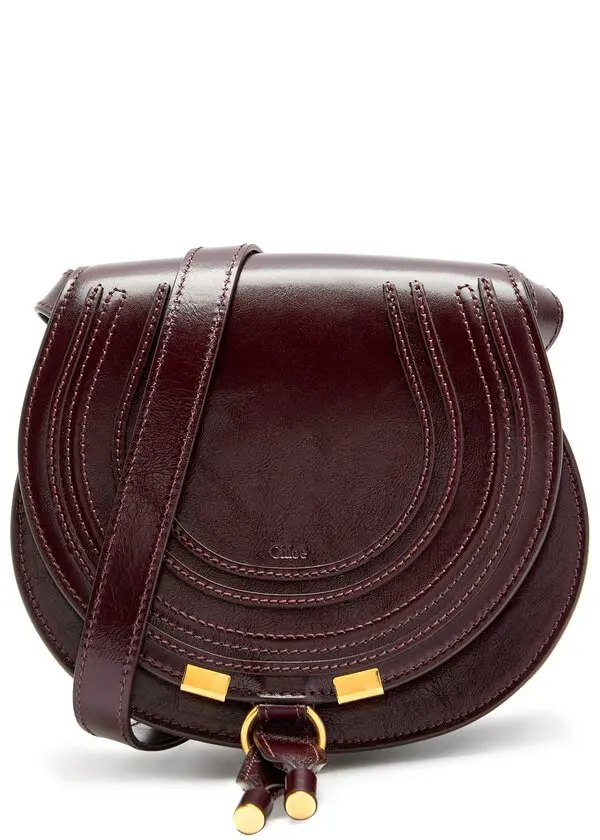 Chloé Marcie Small Glossed Leather Saddle Bag - Red