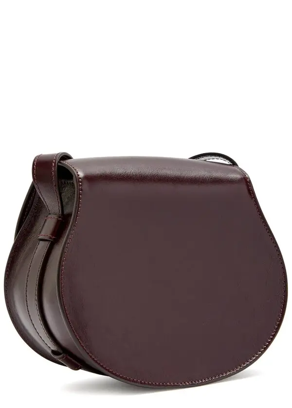 Chloé Marcie Small Glossed Leather Saddle Bag - Red
