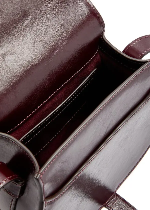 Chloé Marcie Small Glossed Leather Saddle Bag - Red