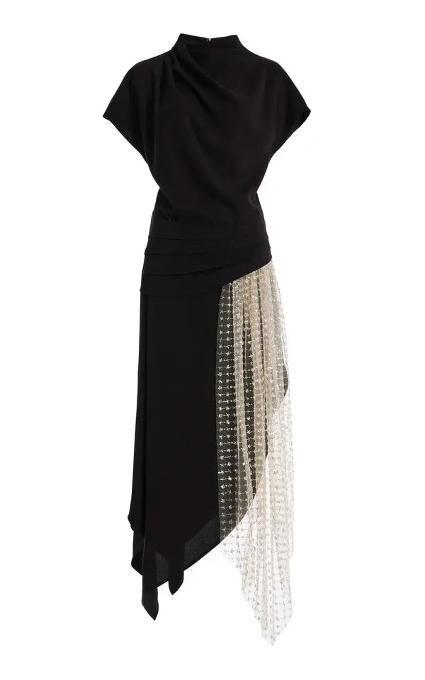 Staud Effie Beaded Crepe Maxi Dress - Black