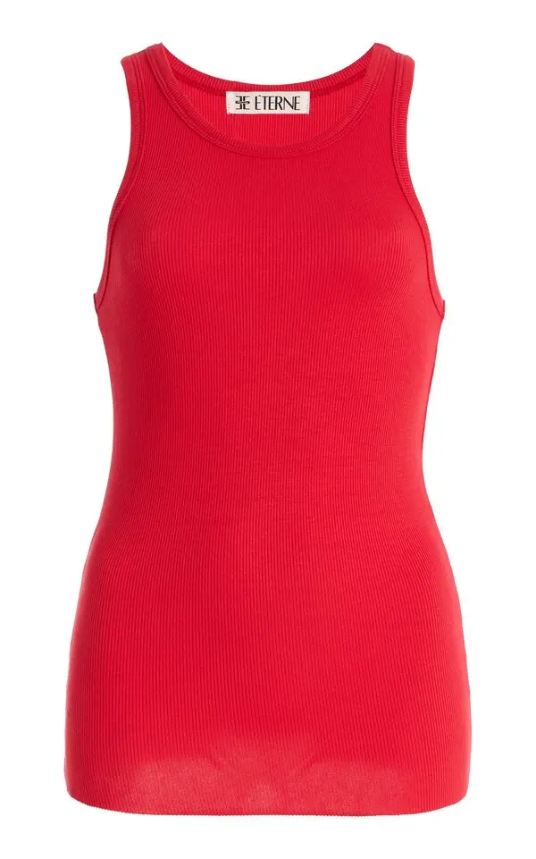 Eterne High Neck Fitted Tank - Red
