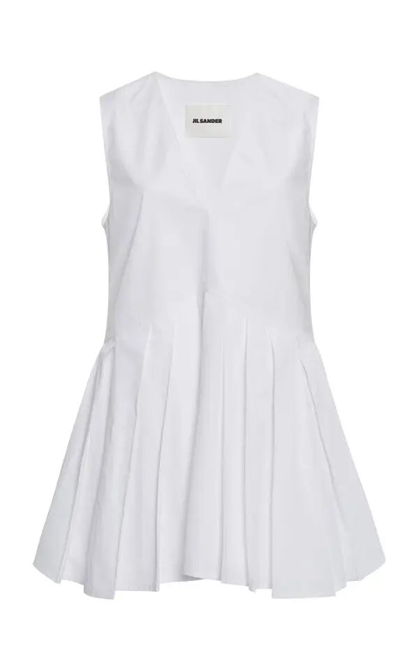 JIL SANDER Cotton Peplum Top - White