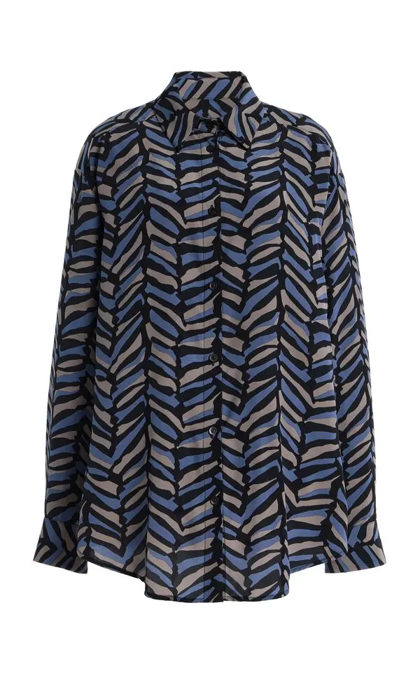 Matteau Silk Crepe De Chine Shirt - Blue