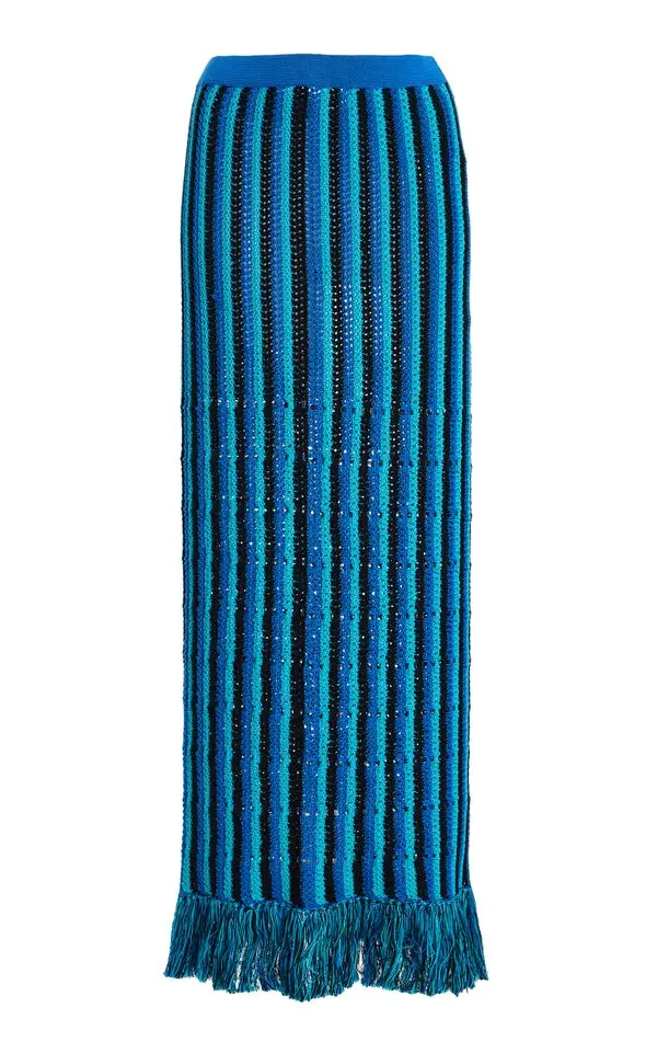 Escvdo Misti Crocheted Midi Skirt - Blue