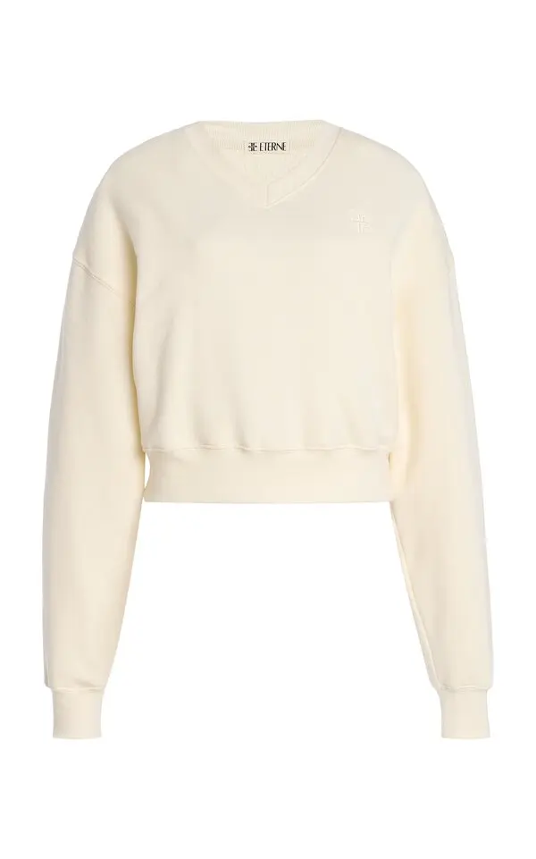 Eterne Cropped Cotton-modal Sweatshirt - White