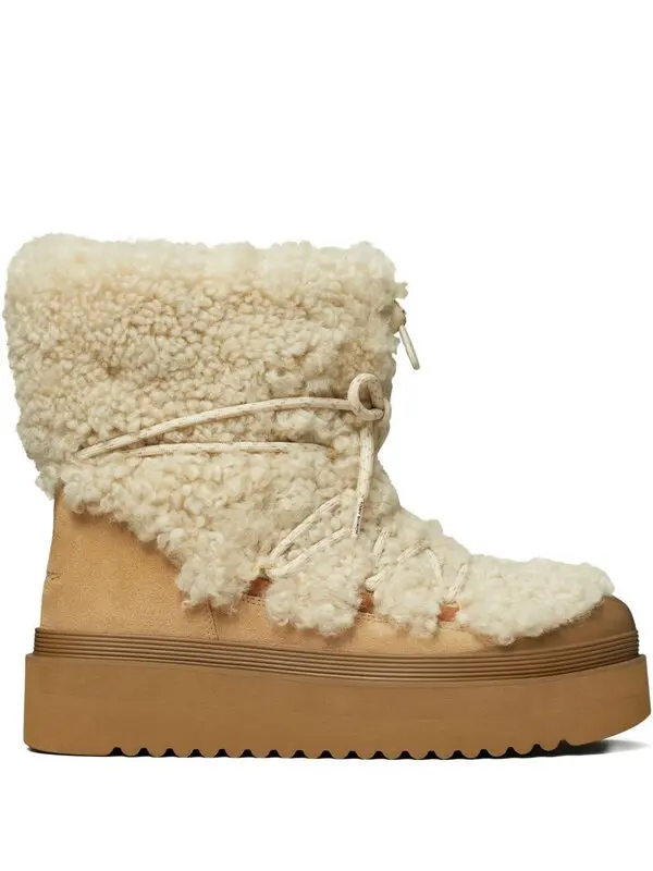 Tory Burch Mellow Shearling Boots - Beige