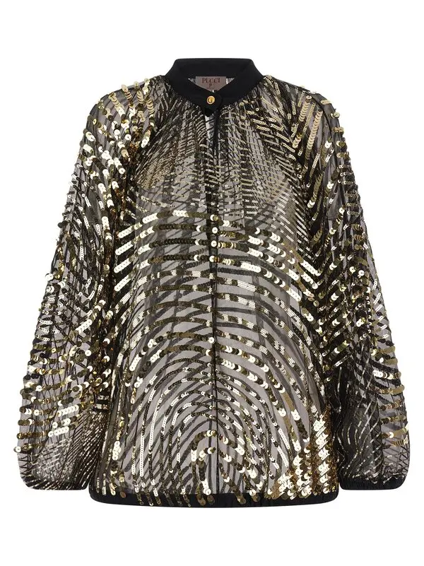 Emilio Pucci Iride Sequin Tulle Blouse
