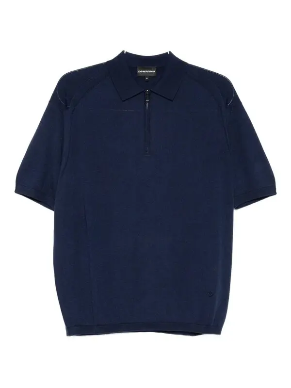 Emporio Armani Wool Blend Polo Shirt - Blue