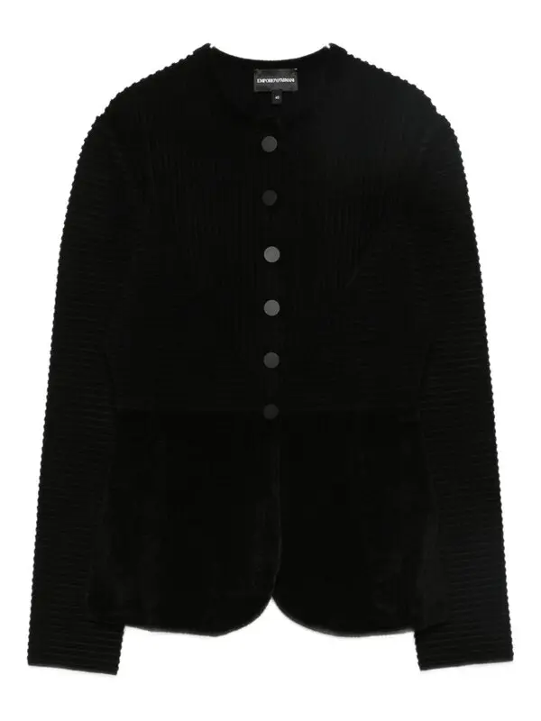 Emporio Armani Buttoned Crewneck Jacket - Black