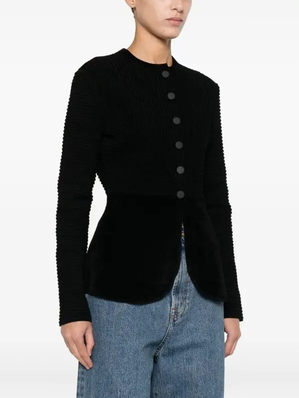 Emporio Armani Buttoned Crewneck Jacket - Black