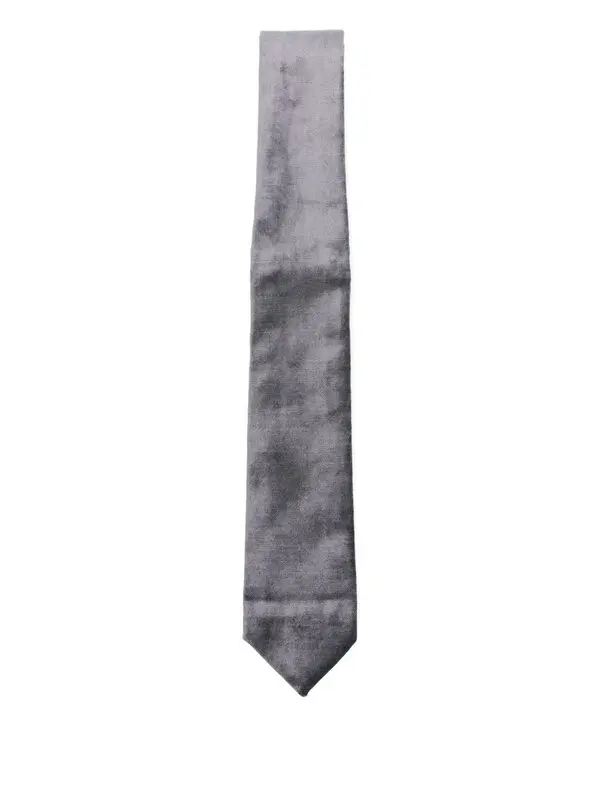 FORTE_FORTE Velvet Neck Tie - Grey