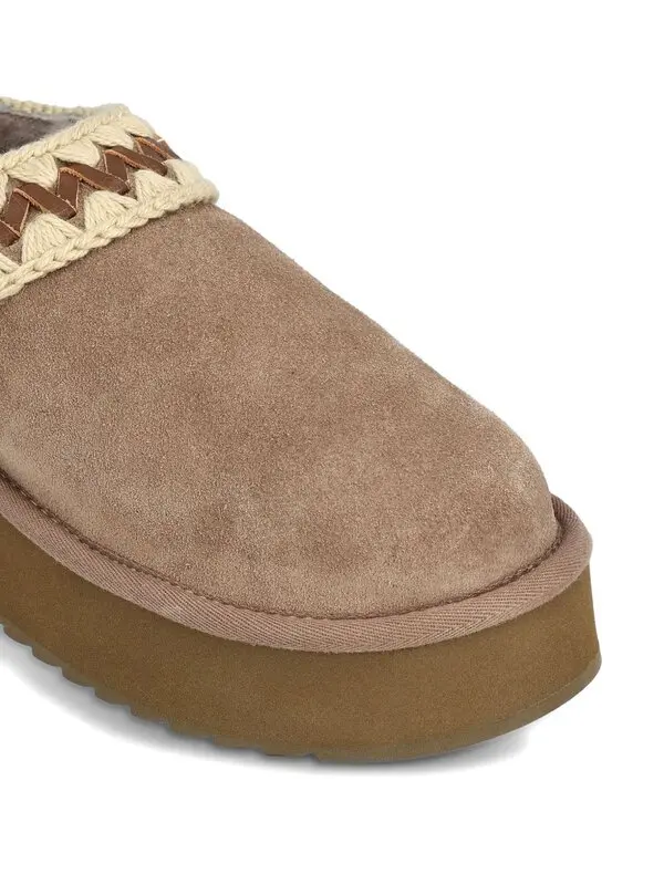 Mou Platform Clog Suede Slippers - Grey