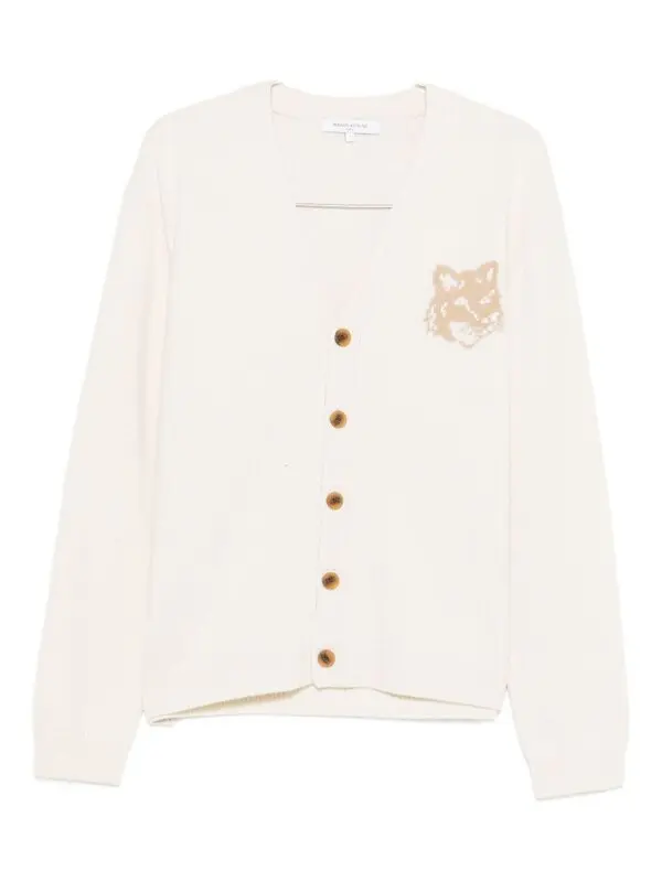 Maison Kitsuné Wool V-neck Cardigan - Beige