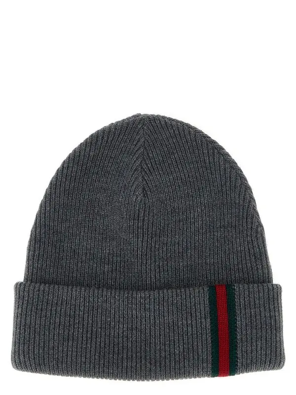 Gucci Web Detail Beanie - Gray