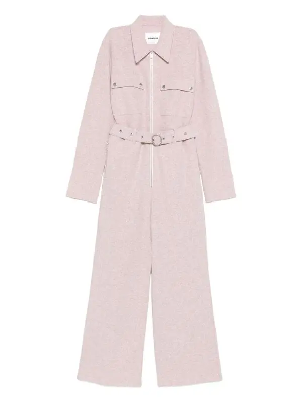 JIL SANDER Wool Blend Jumpsuit - Powder