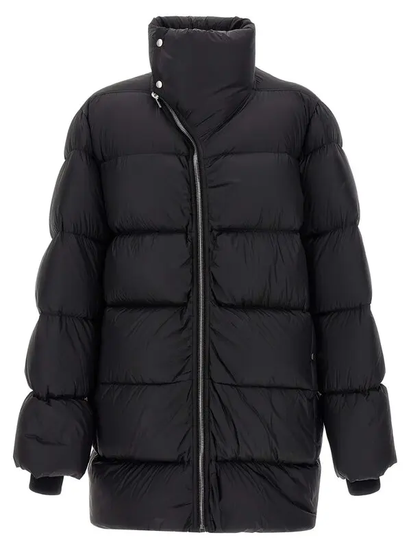 Rick Owens Long 'turtle' Quilted Down Jacket - Black