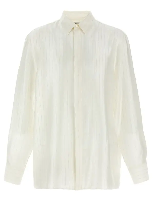 Saint Laurent Striped Satin Piqué Shirt