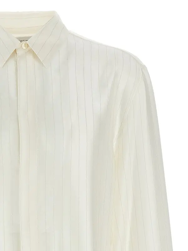 Saint Laurent Striped Satin Piqué Shirt