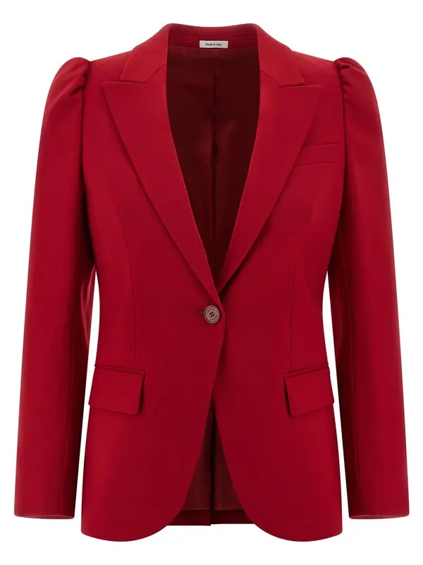 Alexander McQueen Single-breasted Grain De Poudre Blazer - Red